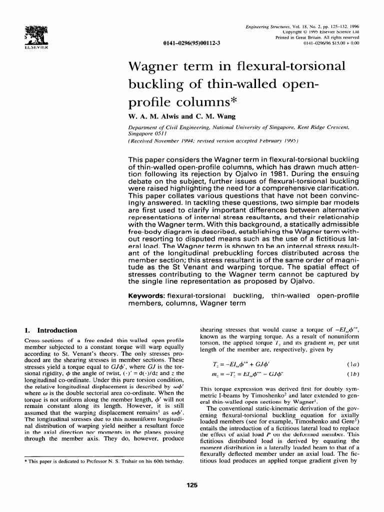 Wagner Effects | PDF | Buckling | Bending