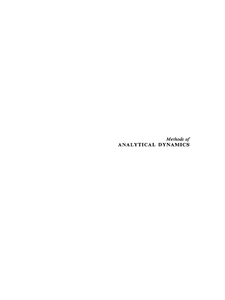 Methods of Analytical Dynamics - Mairovitich L | PDF | Classical ...