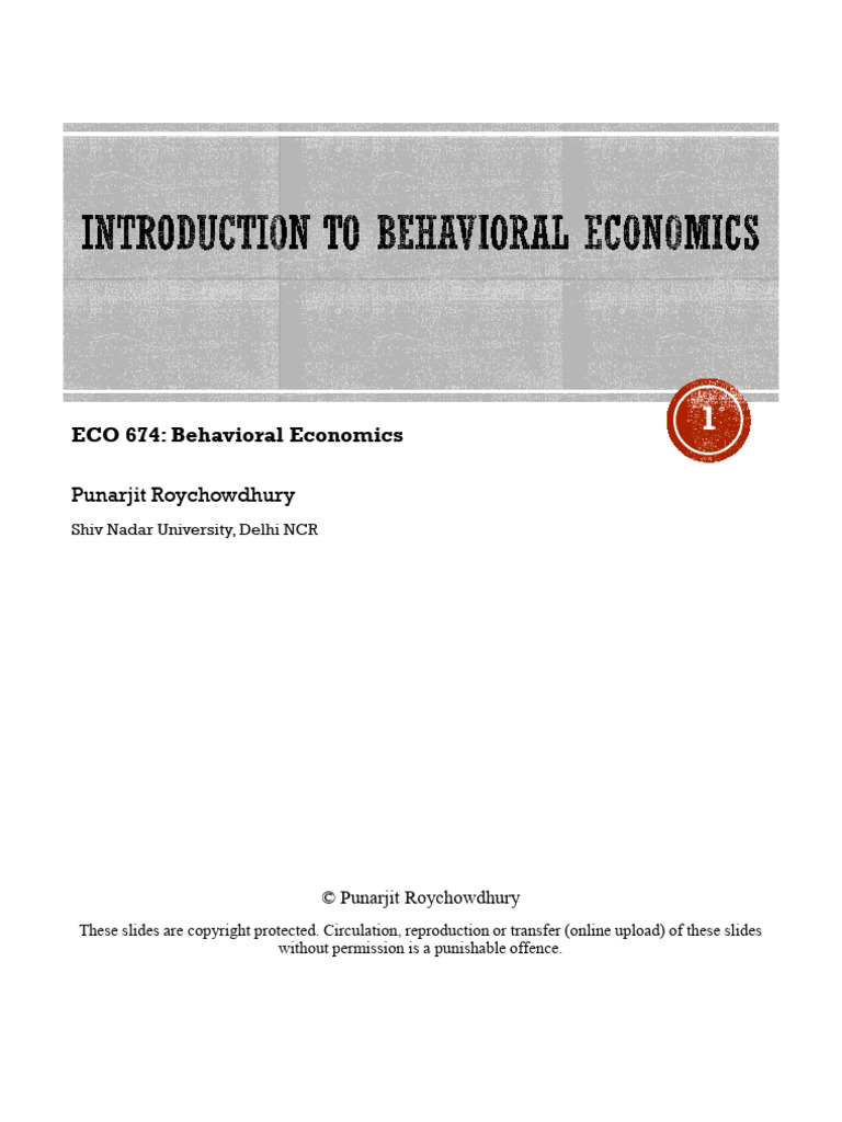 1 Intro | PDF | Behavioral Economics | Rationality