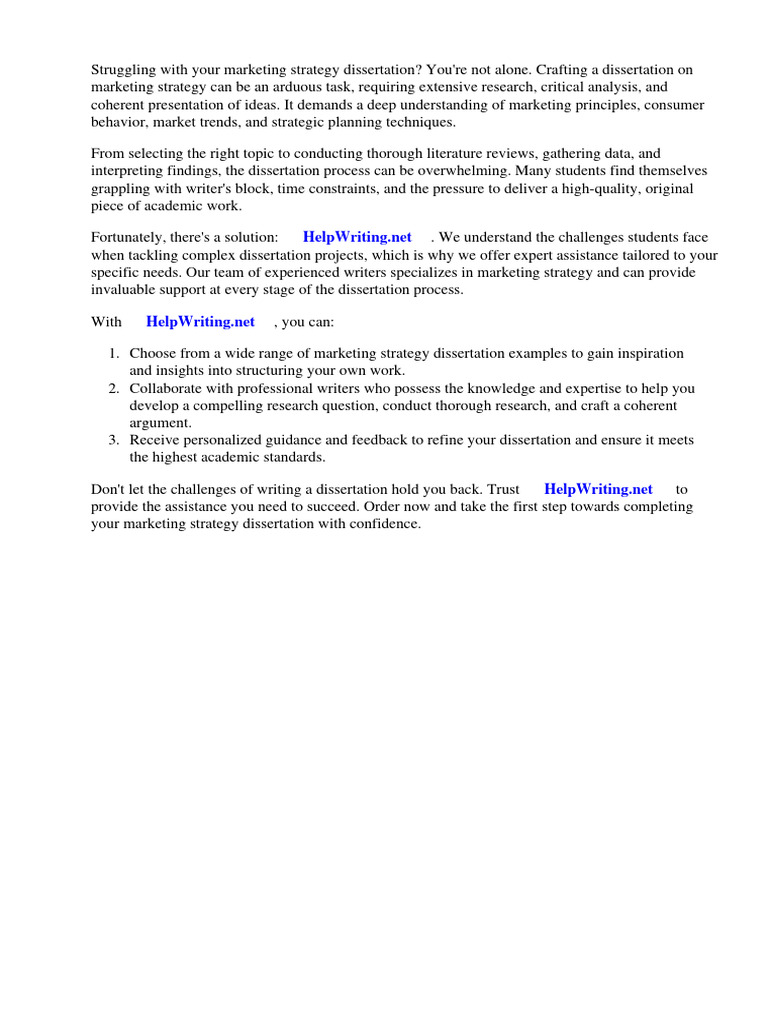 Marketing Strategy Dissertation Examples | PDF | Marketing | Marketing ...