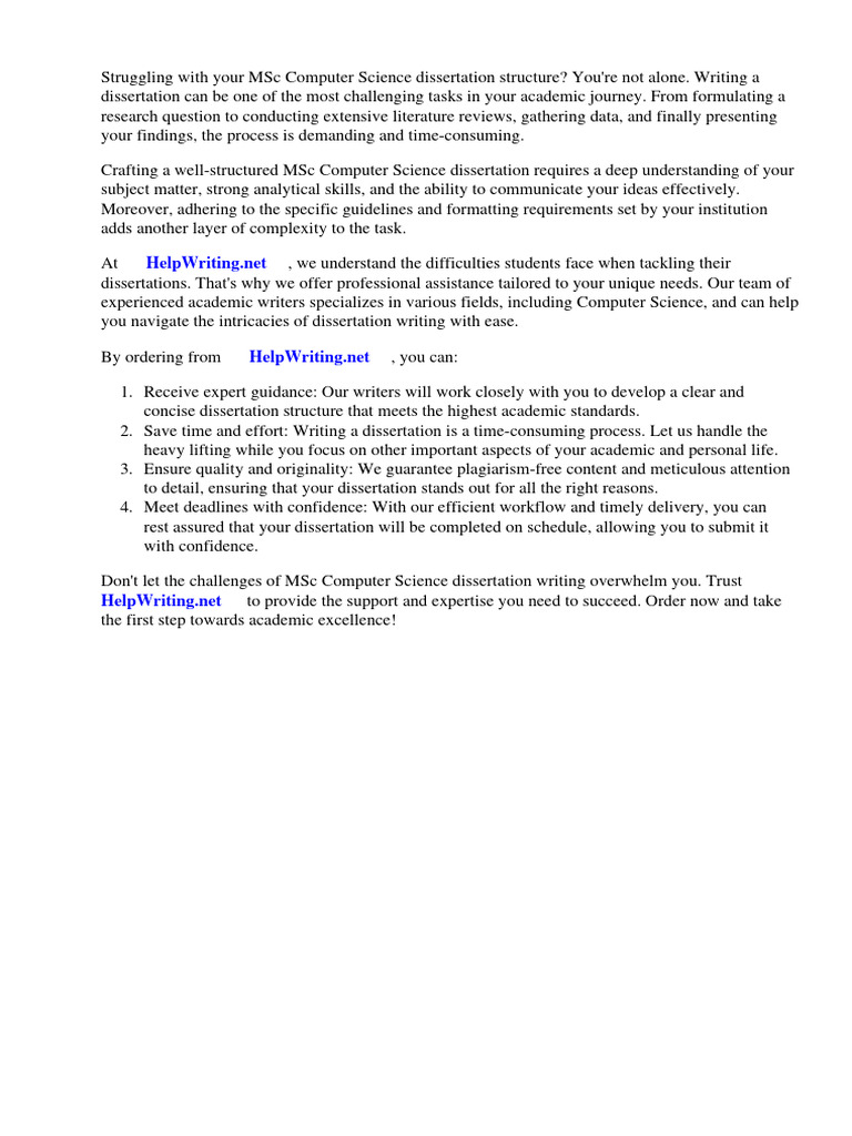 MSC Computer Science Dissertation Structure | Download Free PDF | Thesis | Computer Science