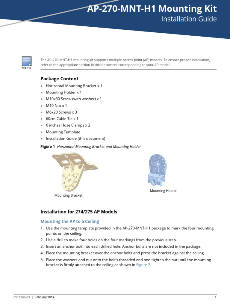AP-270-MNT-H1-Mounting-Kit-Installation-Guide | PDF | Screw | Nut ...
