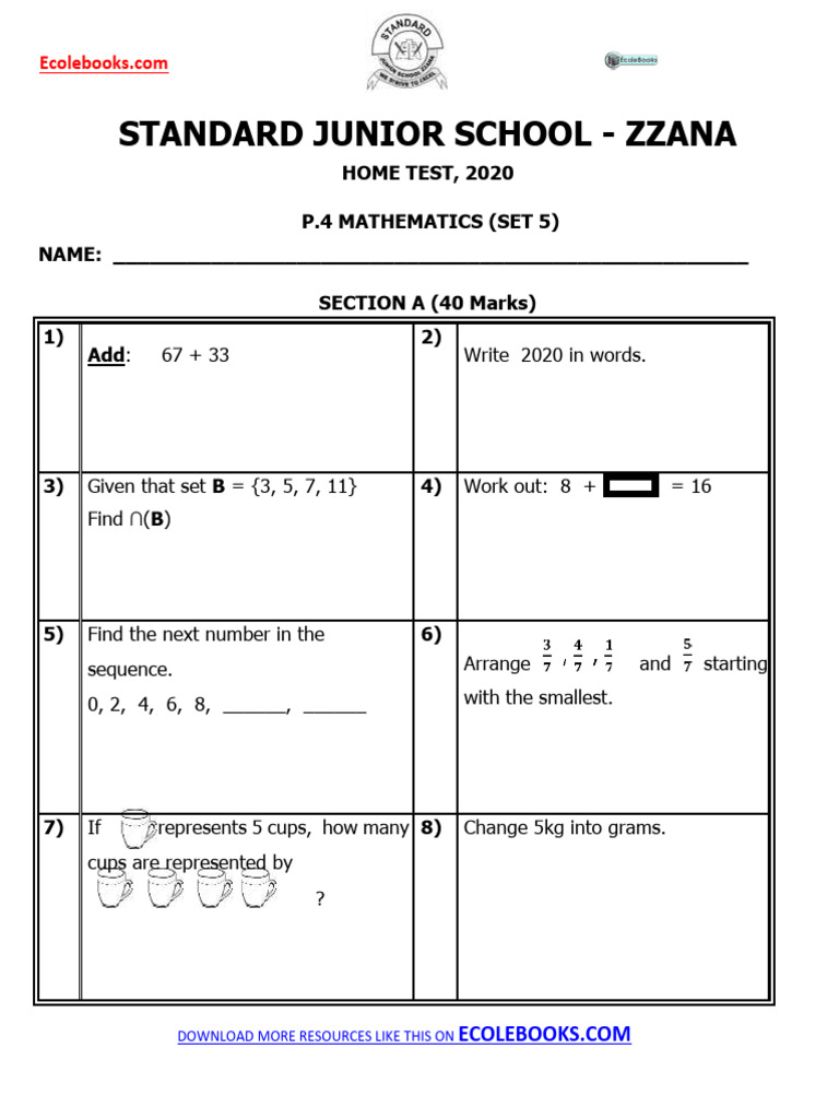 P.4 MTC Set 5 | PDF | Mathematics | Arithmetic