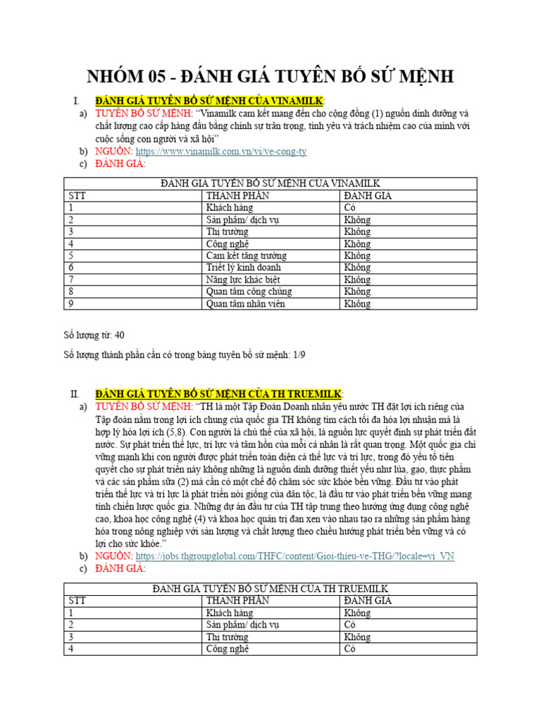 NHÓM 05 - BTN1 TUYÊN BỐ SỨ MỆNH | PDF