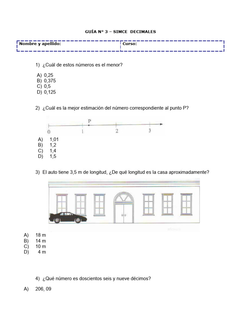 GUIA #3 SIMCE II° MEDIO - Decimales | PDF