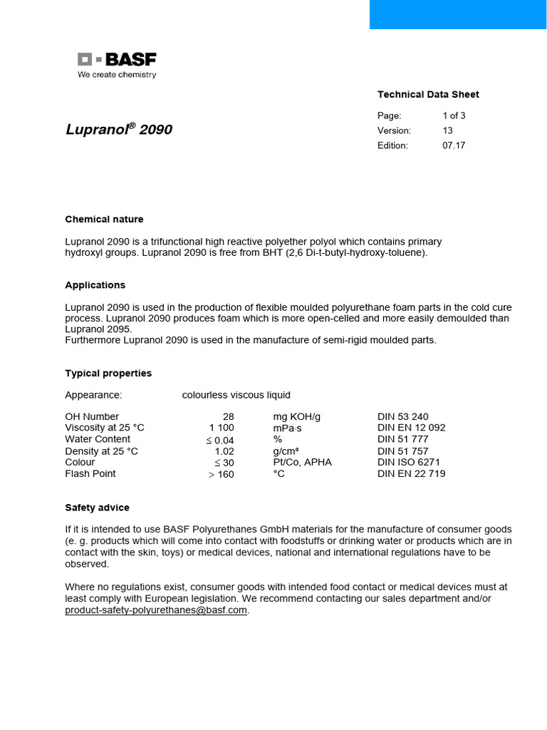 Lupranol 2090 | Download Free PDF | Polyurethane | Materials