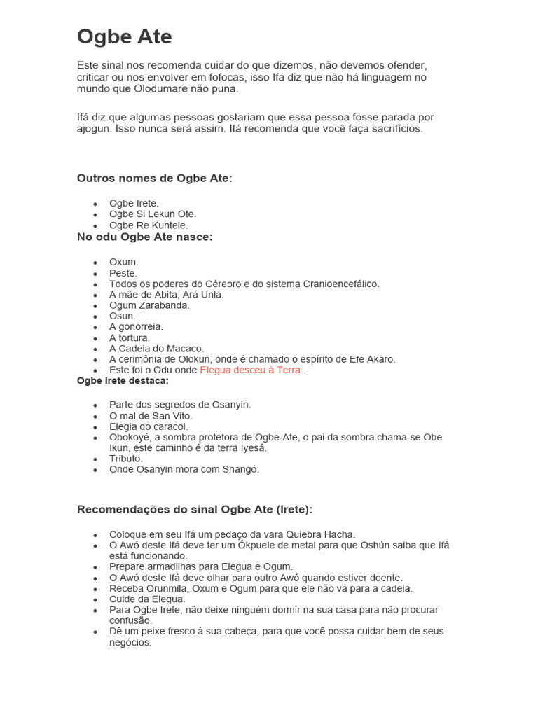 Ogbe Ate | PDF | Gatos