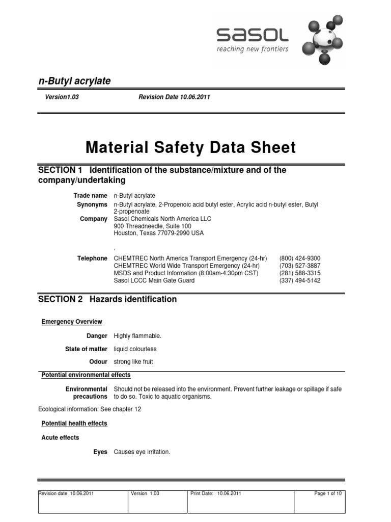 Butyl Acetate-Msds | PDF | Occupational Safety And Health | Safety