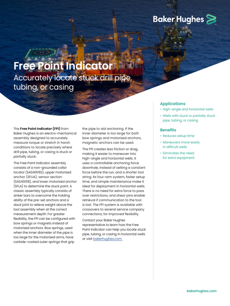 Free Point Indicator SLSH | PDF | Casing (Borehole) | Pipe (Fluid ...