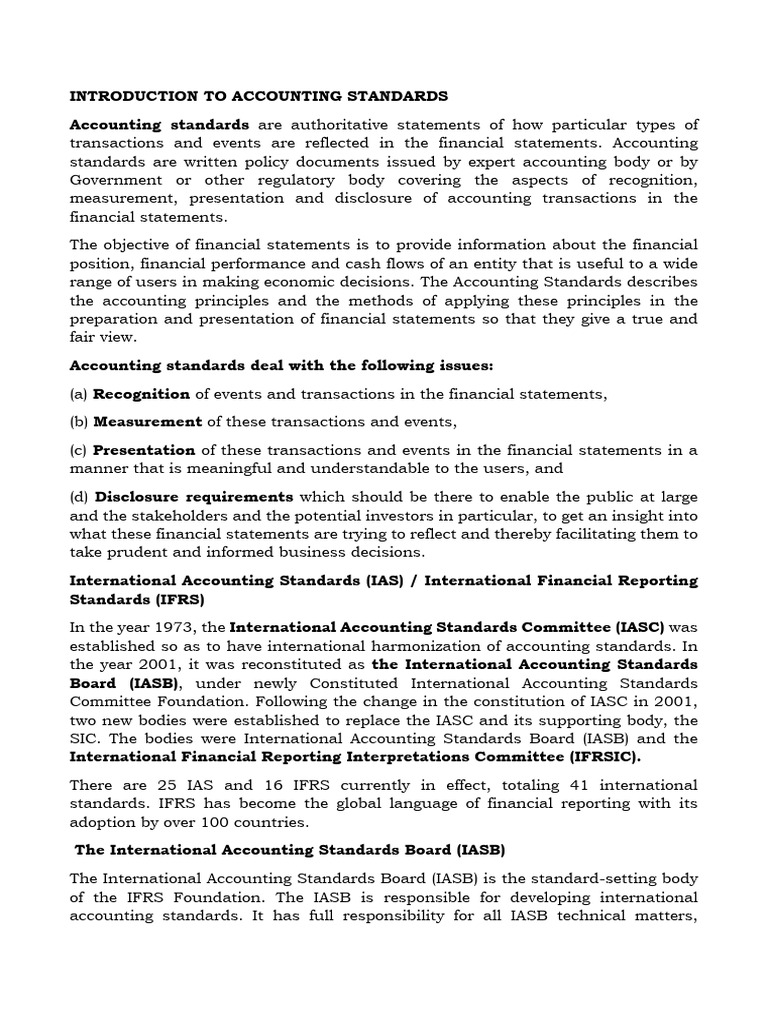 Introduction To Accounting Standards | PDF | International Financial ...