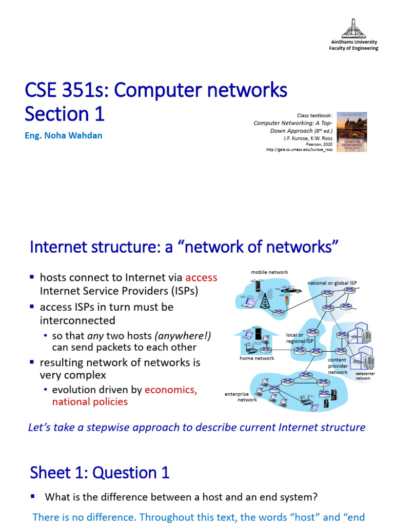 Section 1 - Networks | PDF | Computer Network | Data Transmission