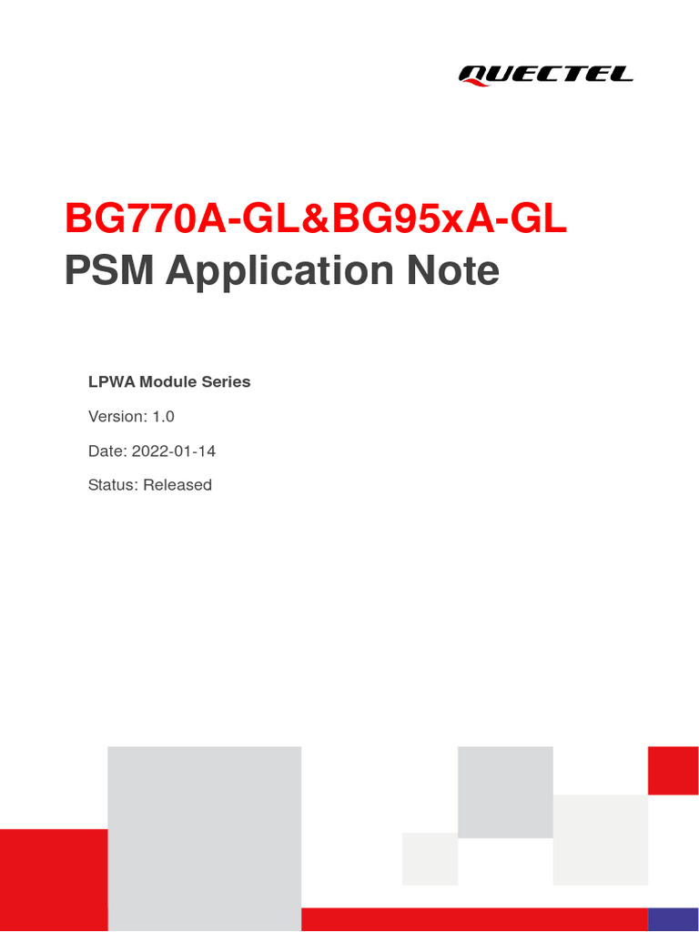 Quectel BG770A-GL BG95xA-GL PSM Application Note V1.0 | PDF | Parameter (Computer Programming) | Bit