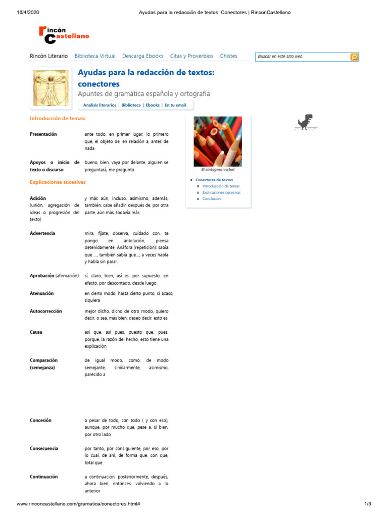 Ayudas para La Redacción de Textos. Conectores - RinconCastellano | PDF | Oración (Lingüística ...