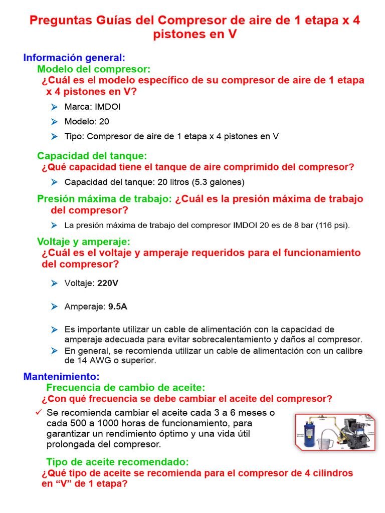 Preguntas guías - Compresor de 1 etapa x 4 pist | PDF | Cinturón (mecánico) | Uso eficiente de ...
