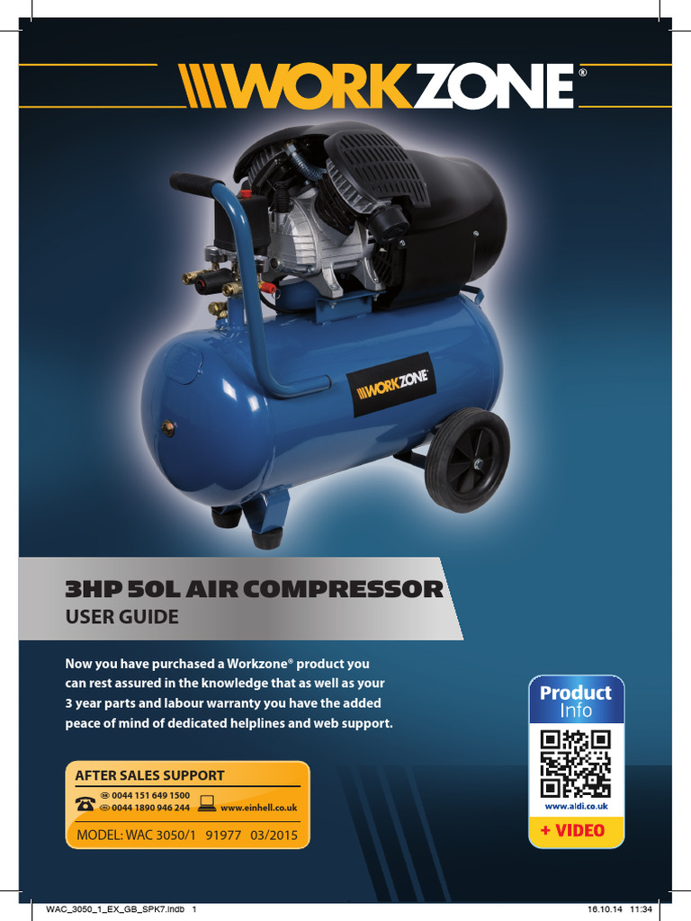 3Hp 50L Air Compressor: User Guide | PDF | Ac Power Plugs And Sockets ...