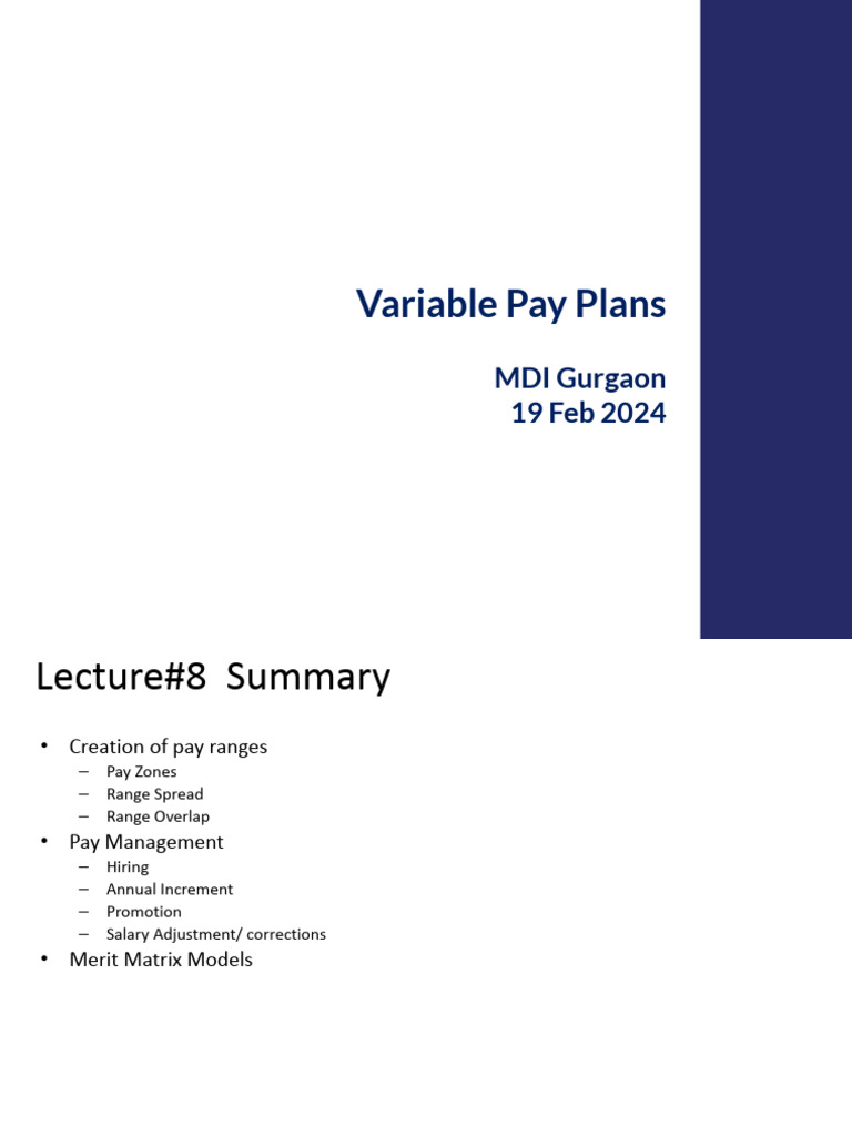 9 - Variable Pay - 19feb24 | PDF | Incentive | Employment