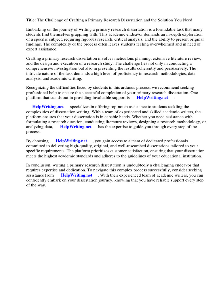 What Is Primary Research Dissertation | PDF | Methodology ...