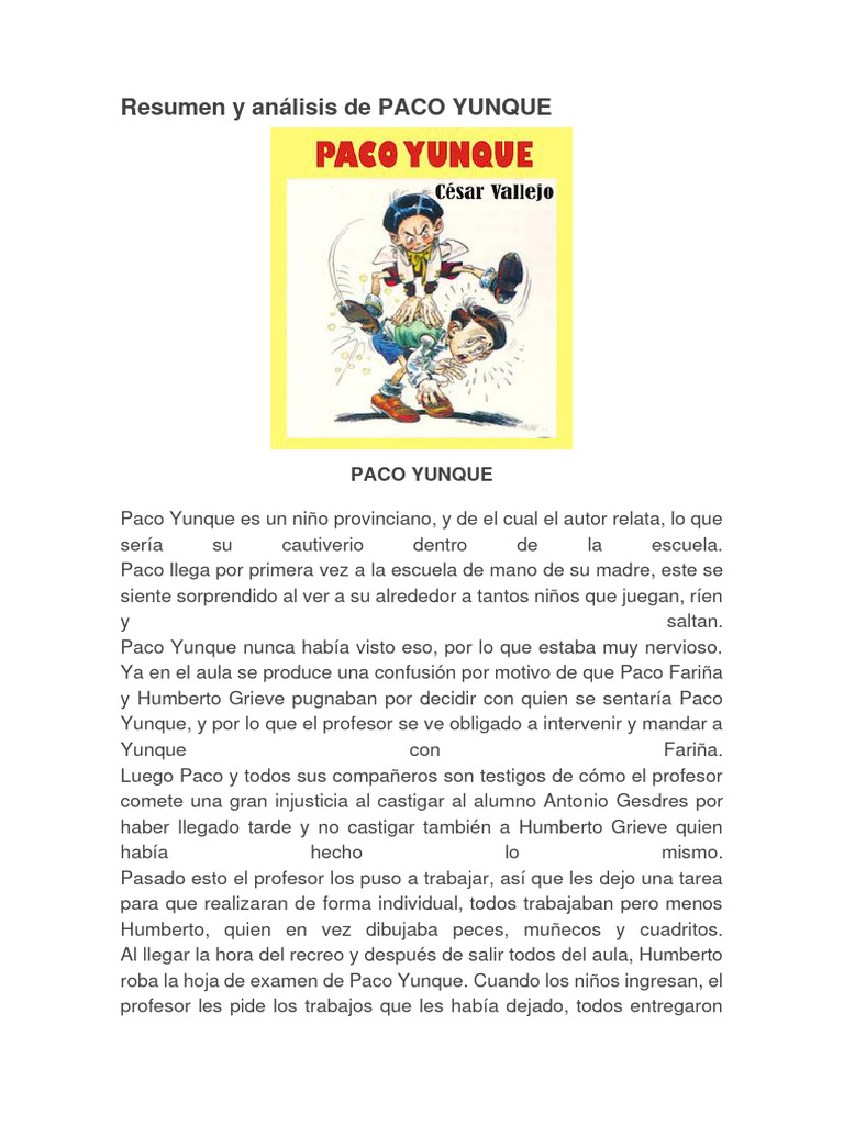 Resumen y Análisis de PACO YUNQUE | PDF