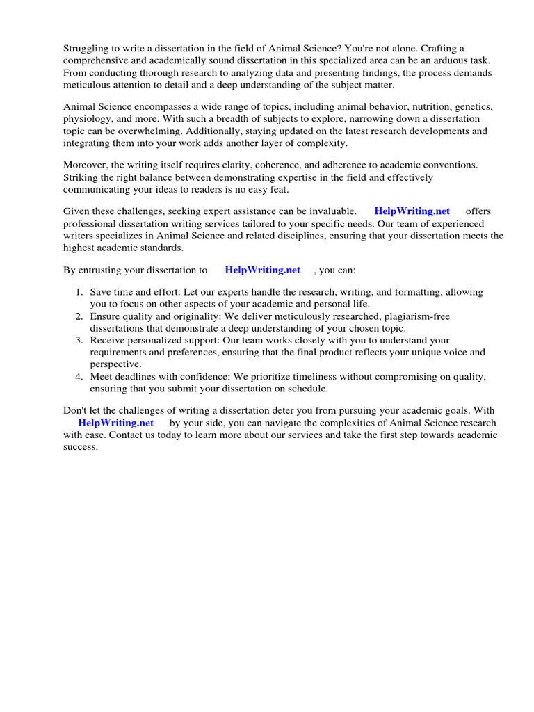 Animal Science Dissertation Ideas | PDF | Animal Testing | Experiment