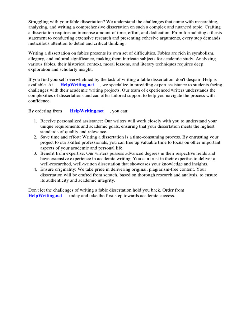 Fable Dissertation | PDF | Thesis | Expert