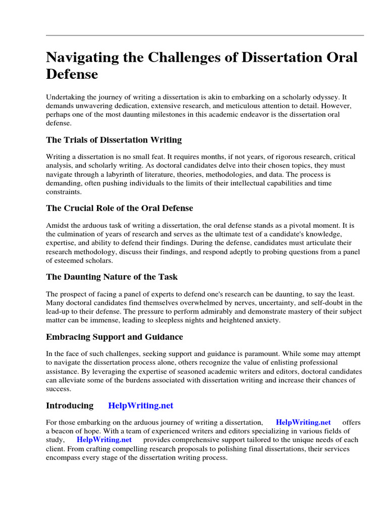 Dissertation Oral Defense | Download Free PDF | Thesis | Doctor Of ...