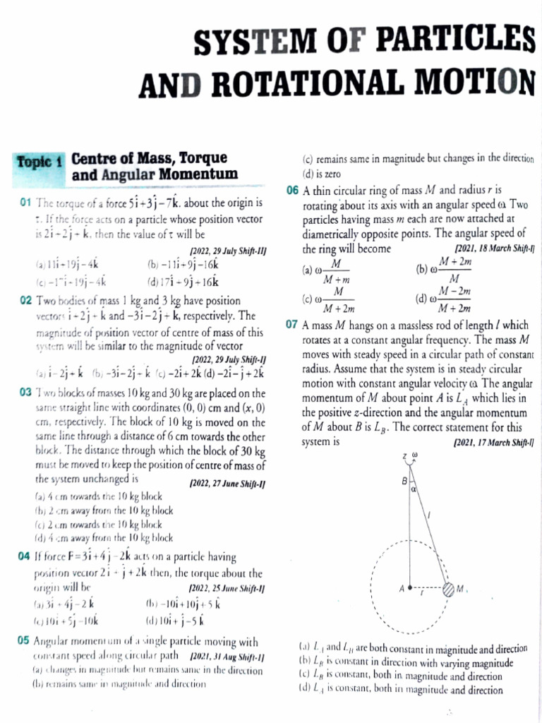 Physics Problems for JEE Aspirants | PDF | Rotation Around A Fixed Axis ...