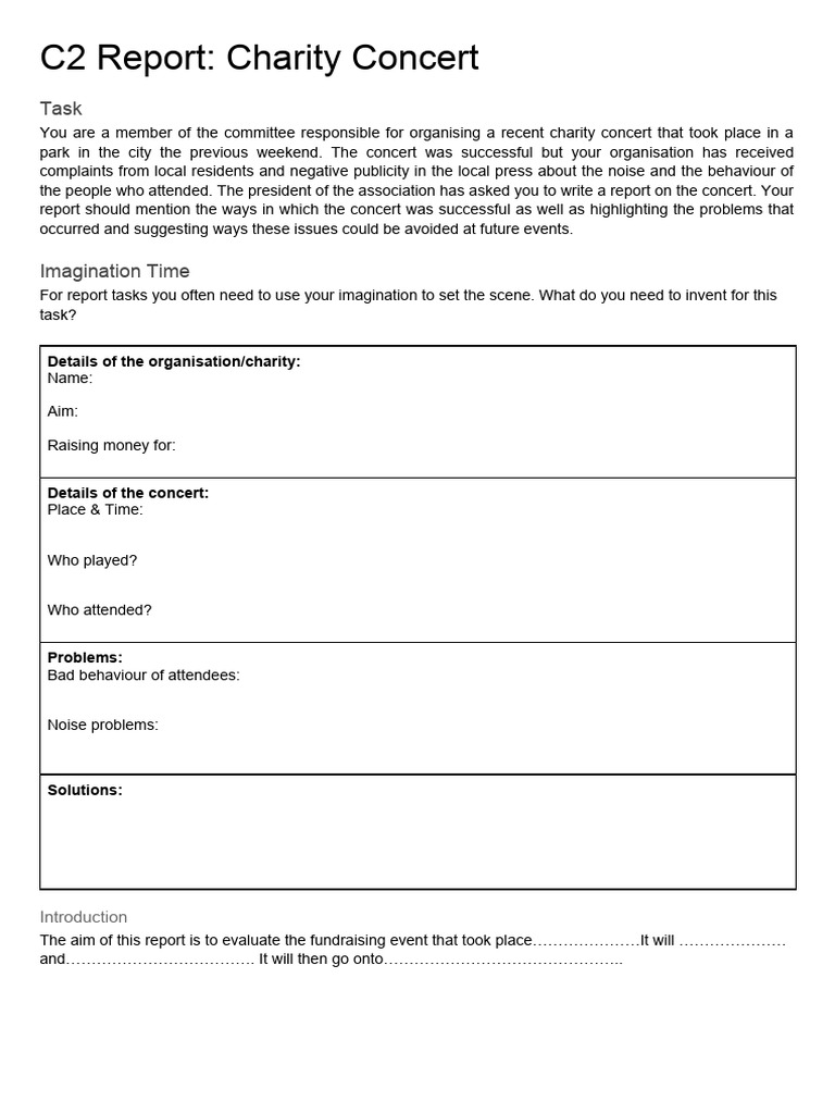 C2 Report - Charity Concert Student Handout | PDF | Linguistics