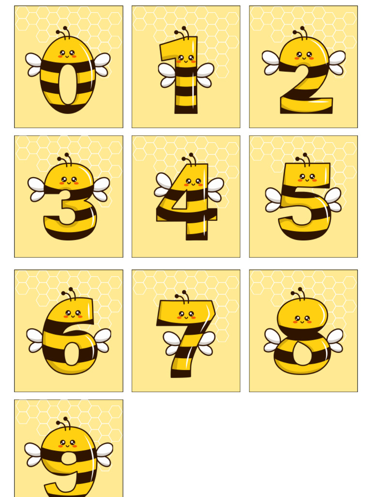 Yellow Bee Number Flashcards_20240219_223347_0000 | PDF