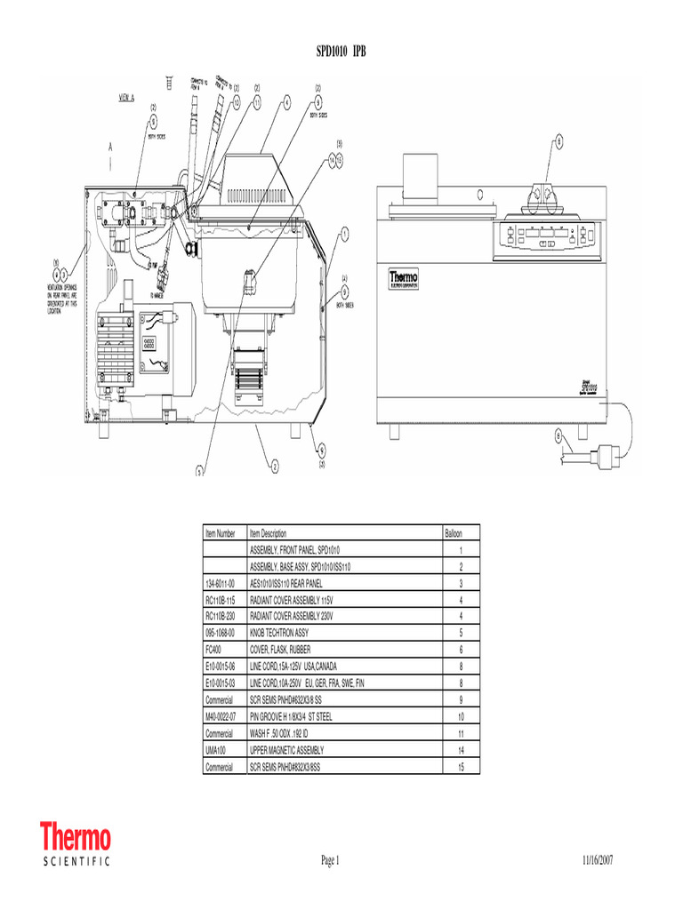 Savant SPD1010 IPB Integrated SpeedVac System - Parts List Exploded ...