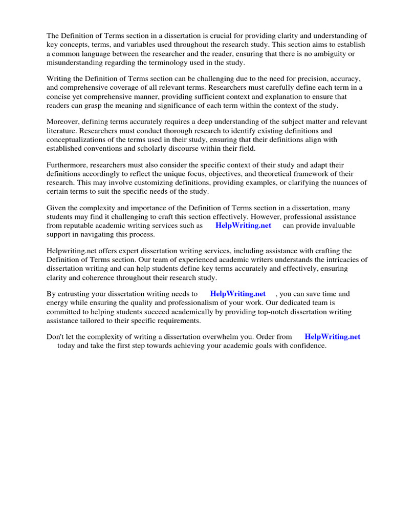 Dissertation Definition of Terms Section | PDF | Thesis | Essays
