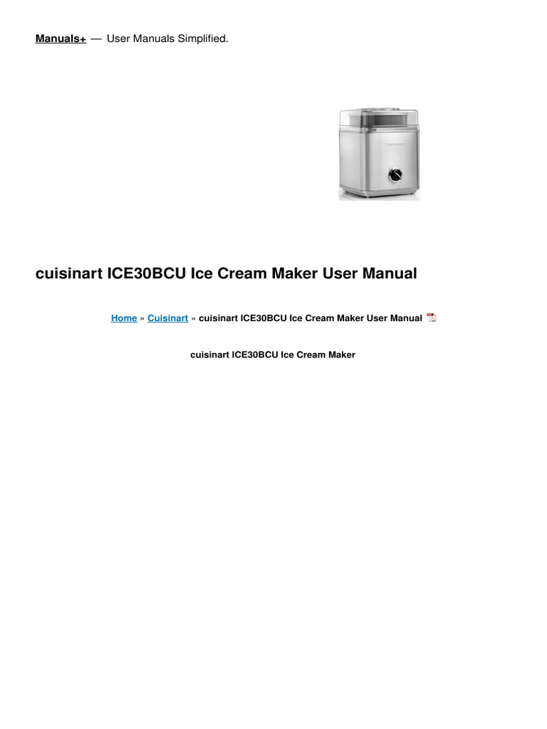 Ice30bcu Ice Cream Maker Manual | PDF | Ice Cream | Refrigerator
