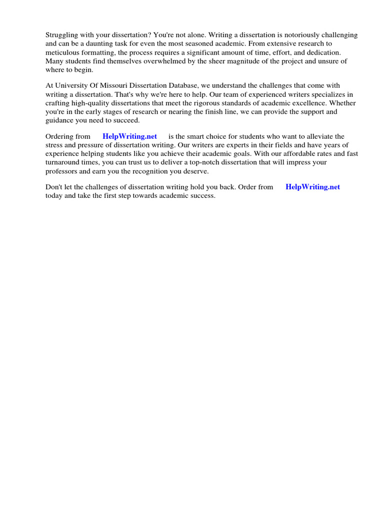 University of Missouri Dissertation Database | PDF | Thesis | Apa Style