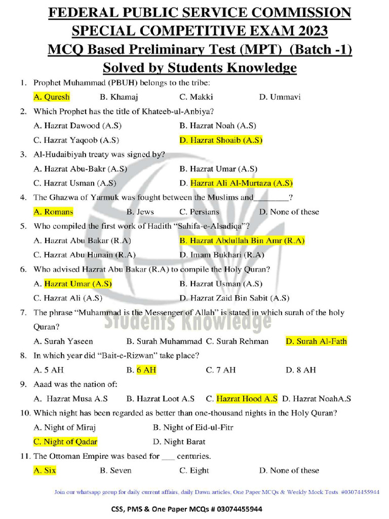 Special CSS 2023 MPT - Complete Solved Paper | PDF