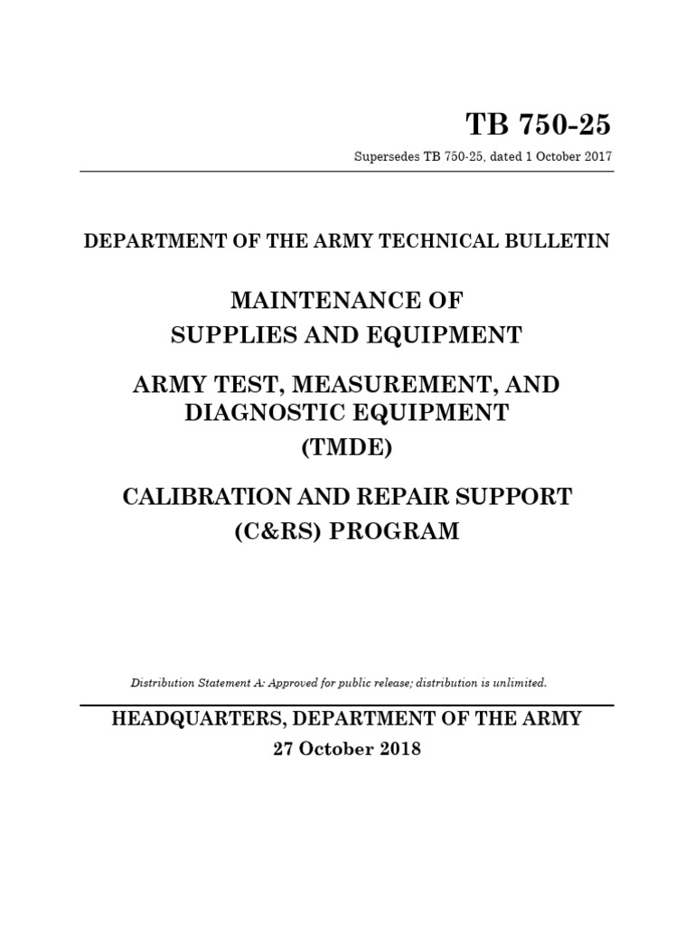 Army TMDE Calibration Guide | PDF | Calibration | Metrology