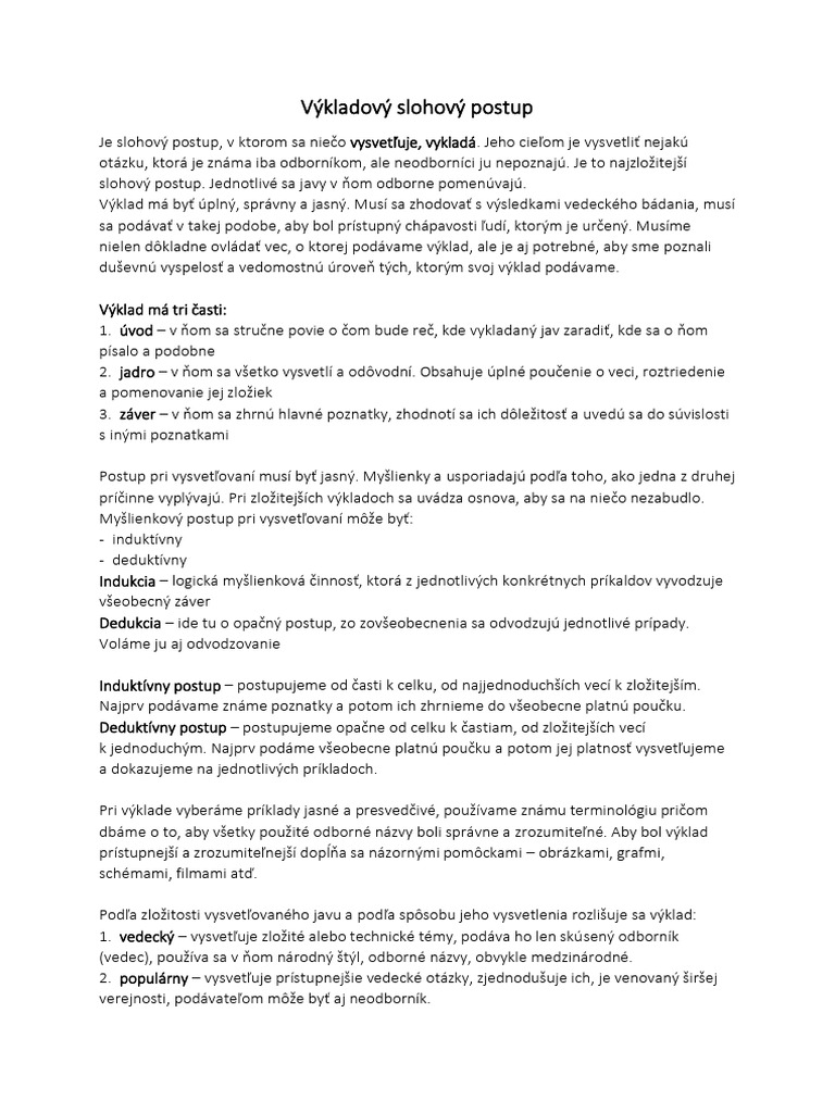 16.Výkladový slohový postup | PDF