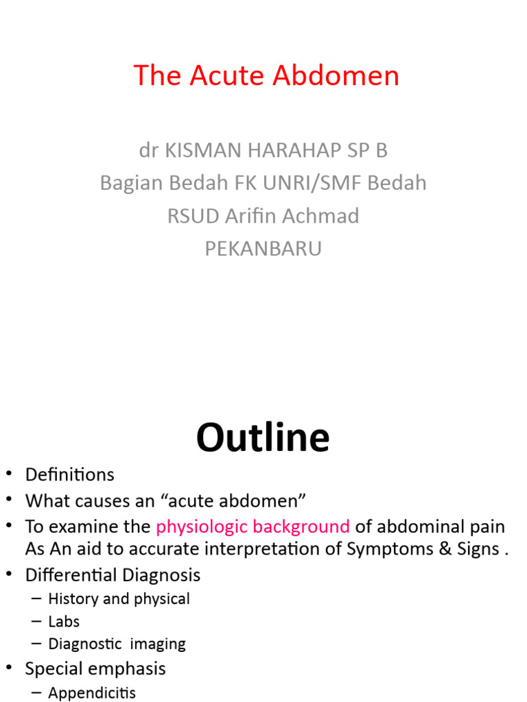 Akut Abdomen 2022 (Dr. Kisman Harahap, SP.B) | PDF | Pain | Abdomen