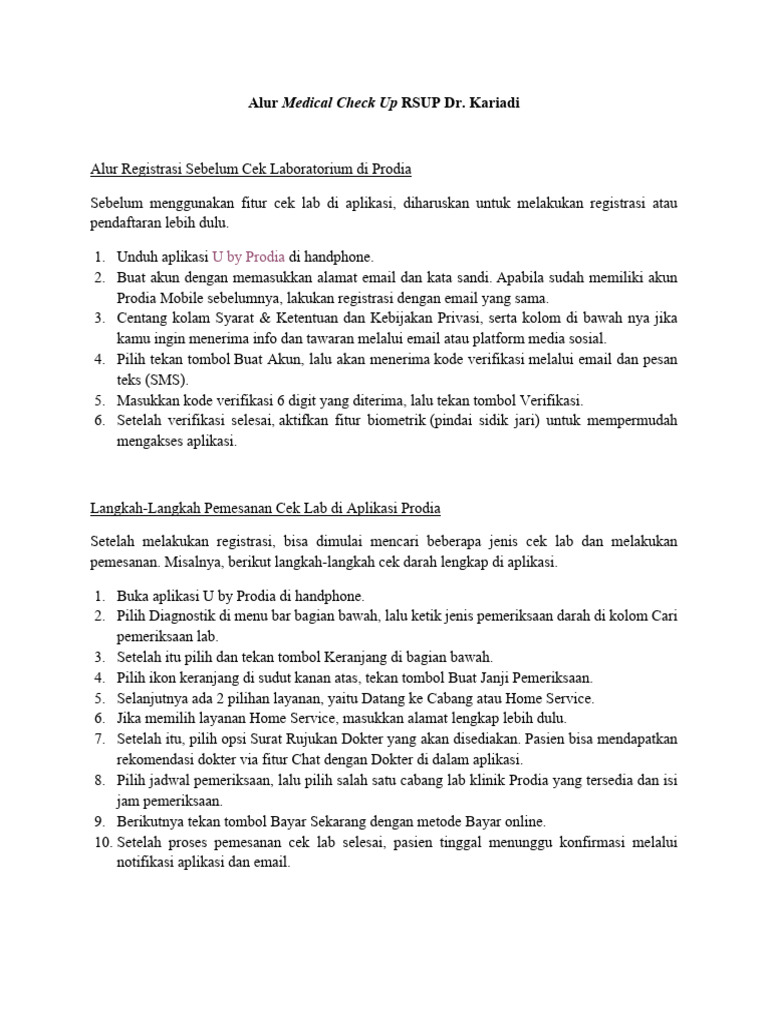 Alur Dan Tarif Medical Check Up Prodia | PDF | Pengembangan Diri | Kesehatan Holistik