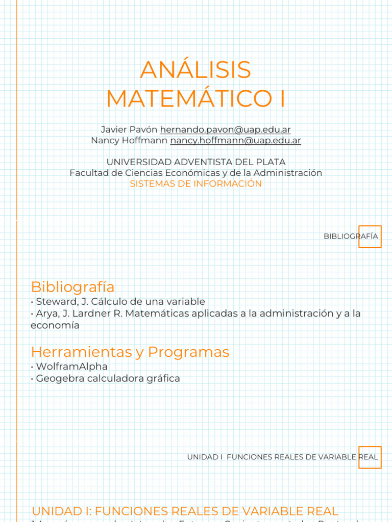 UNIDAD I Funciones reales de variable real - Análsis Matemático I - SISTEMAS - UAP 2024 | PDF ...