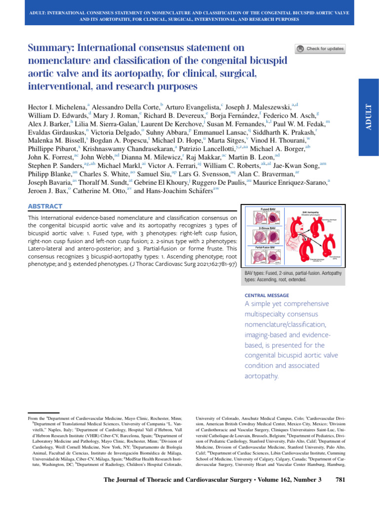 International Consensus Statement On Nomenclature and Classification of The Congenital BAV and ...