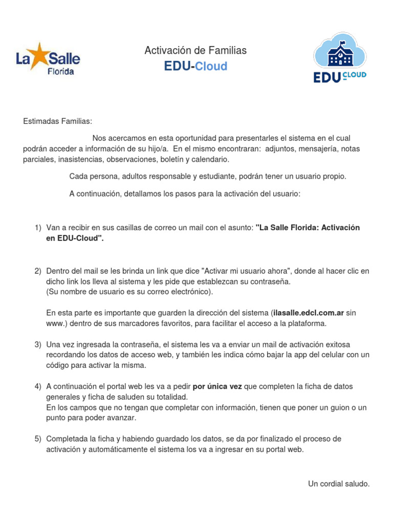 EDU-Cloud - Activación de Usuario | PDF | Crecimiento personal y profesional | Negocios