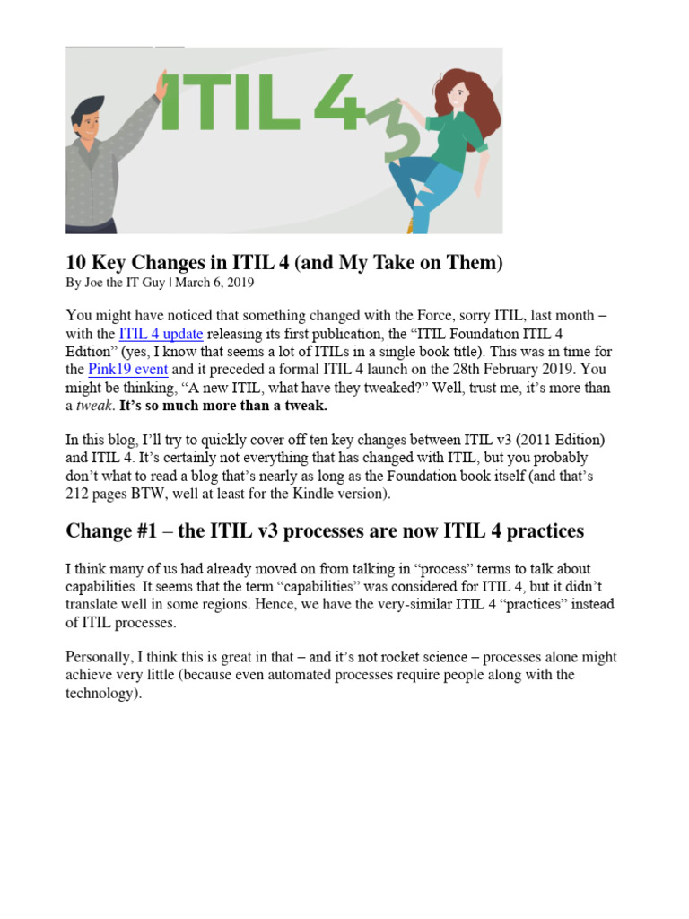 10 Key Changes in ITIL 4 | PDF | It Service Management | Artificial ...