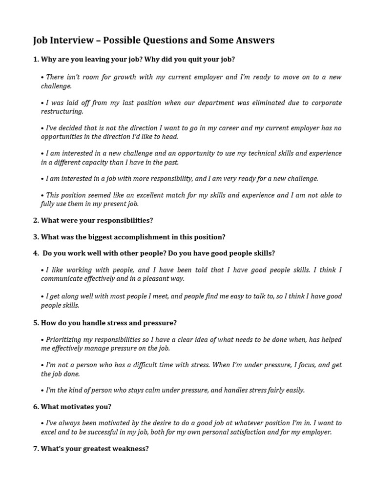 Job Interview Q&A Guide | PDF | Job Interview | Business