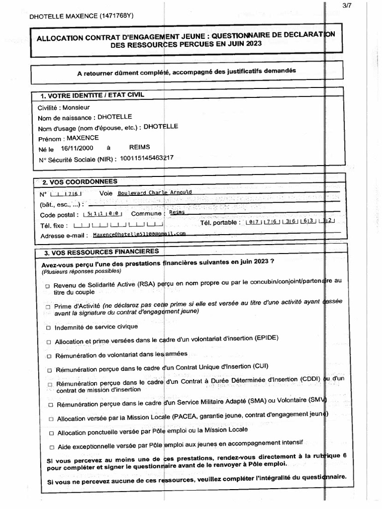 Questionnaire Ressources Allocation CEJ | PDF