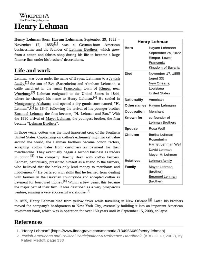 Henry_Lehman | PDF | Lehman Brothers | Barclays