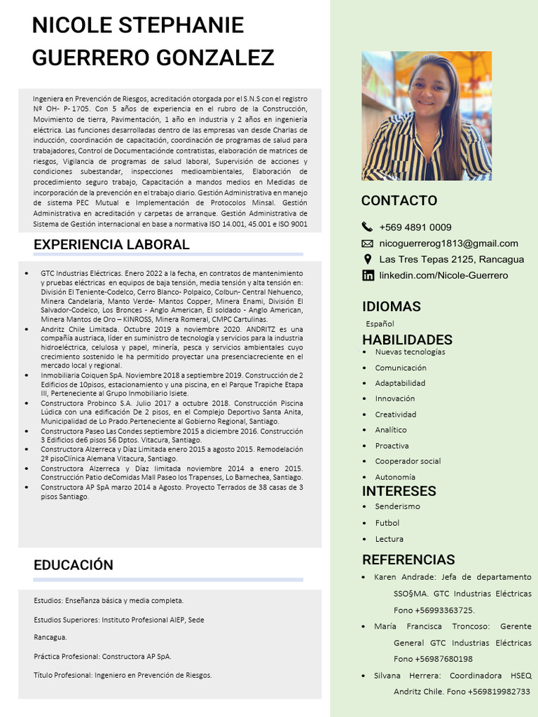 CV Nicole Guerrero2024 | PDF | Santiago | Minería