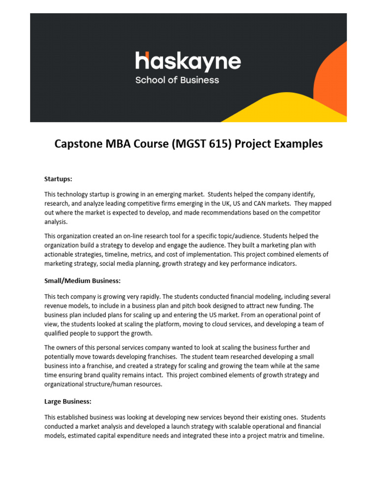 MGST 615 - Project Examples | PDF | Strategic Management | Marketing ...