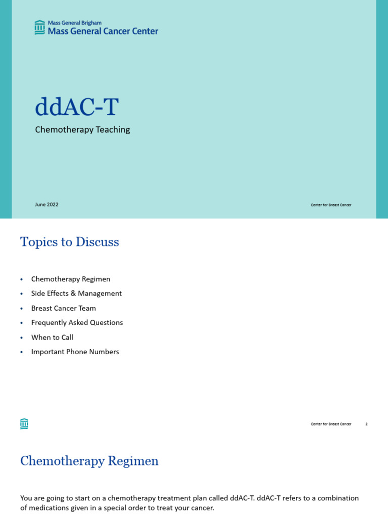 Chemotherapy Guide for ddAC-T Treatment | PDF | Chemotherapy | Medicine