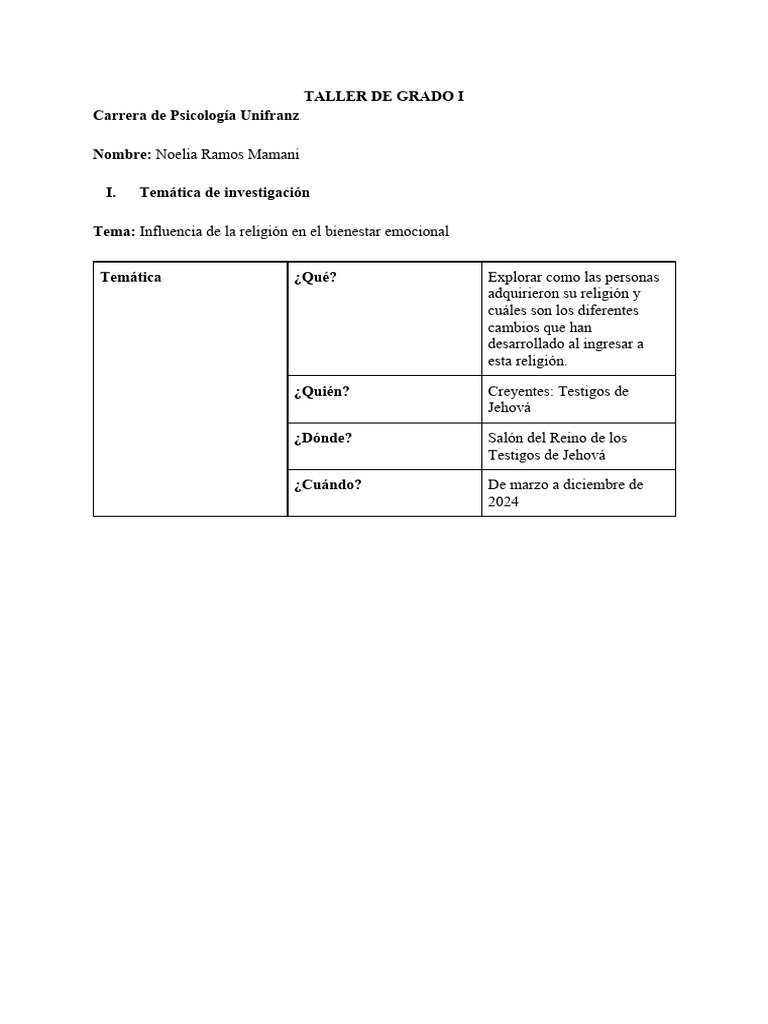 Temática y Objeto de estudio - Noelia | PDF | Bienestar | Conceptos psicologicos