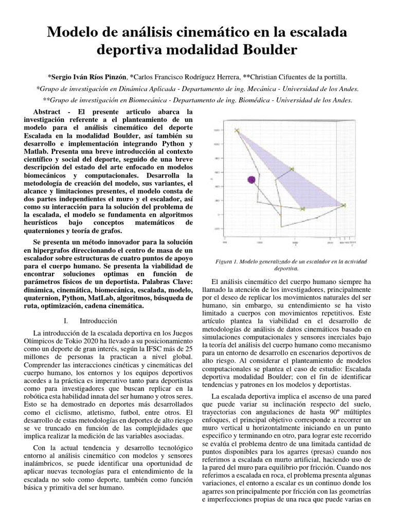 Modelo de Analisis Cinematico en La Escalada Modalidad Boulder | PDF ...