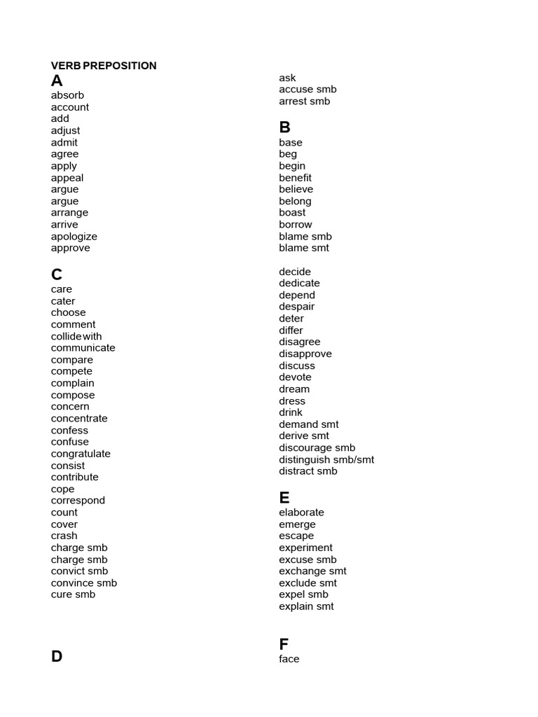 Verb With Preposition | PDF